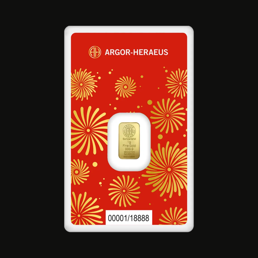 1 грам златно кюлче Argor-Heraeus лунар Змия 2025 - Tavex