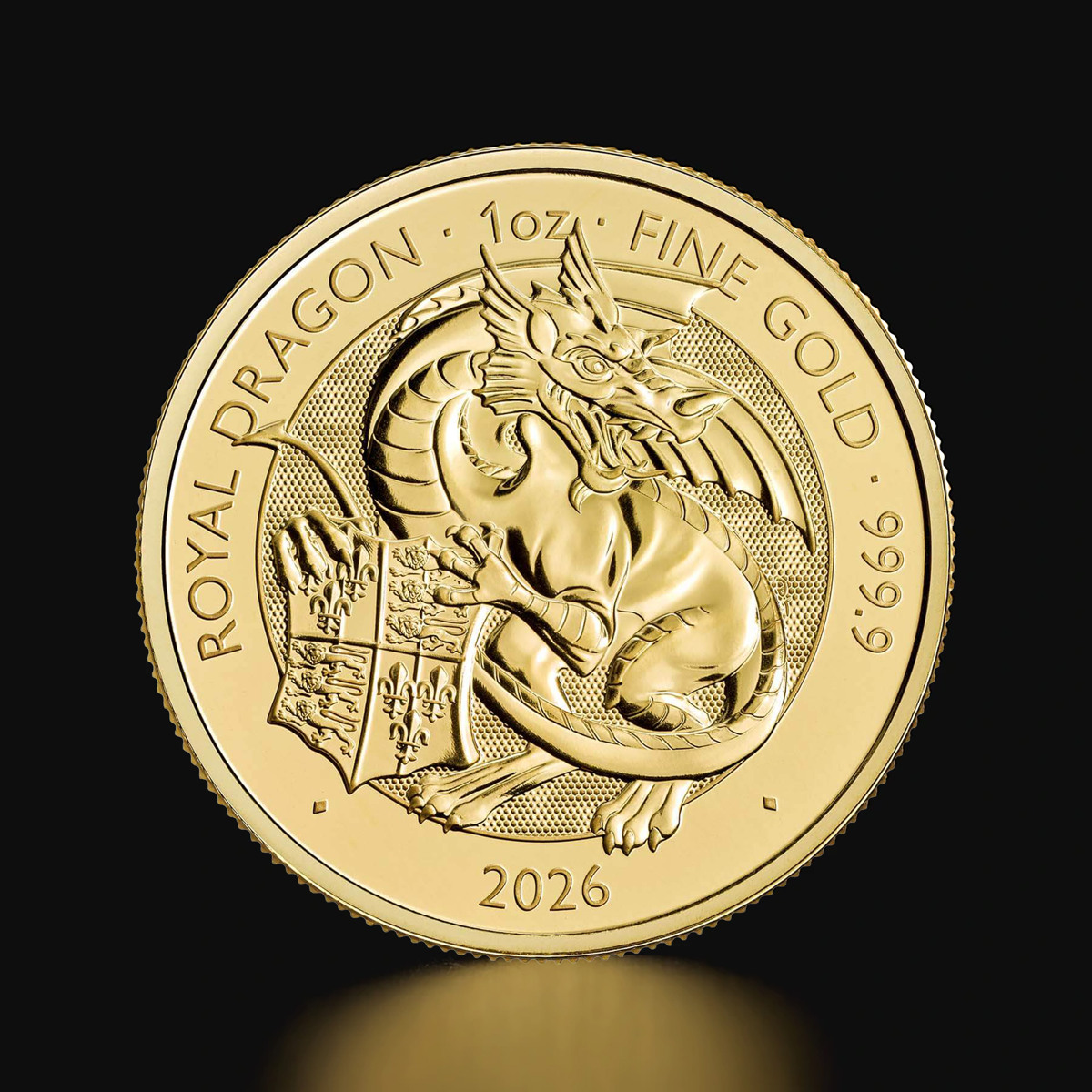 1 oz The Royal Tudor Beasts: Royal Dragon Gold Coin - Tavex